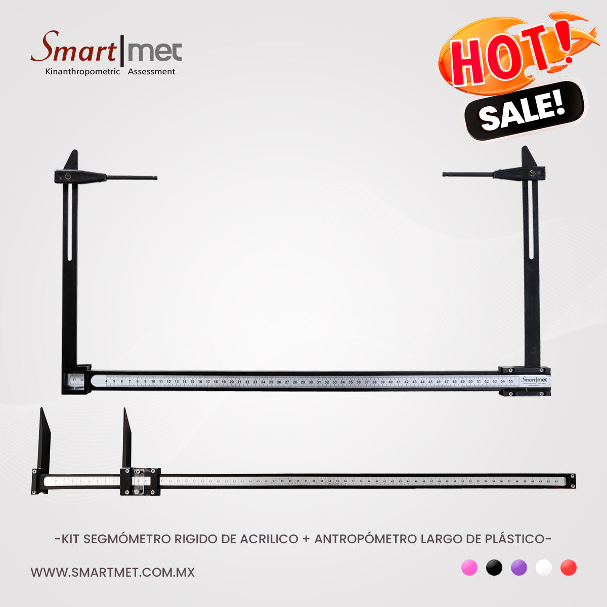 Kit Antropómetro Largo + Segmómetro Rigido Acrilico